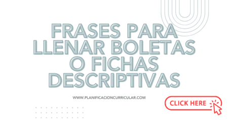 FRASES PARA LLENAR BOLETAS O FICHAS DESCRIPTIVAS | Planificacion Curricular